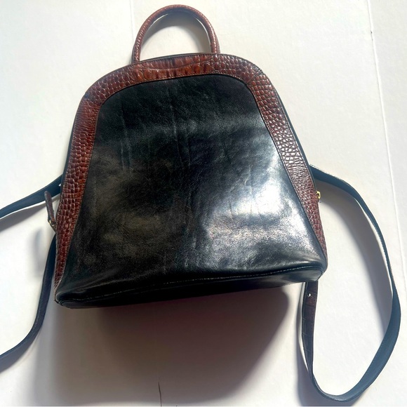 Brahmin | Bags | Brahmin Leather Backpack Handbag Black Brown | Poshmark